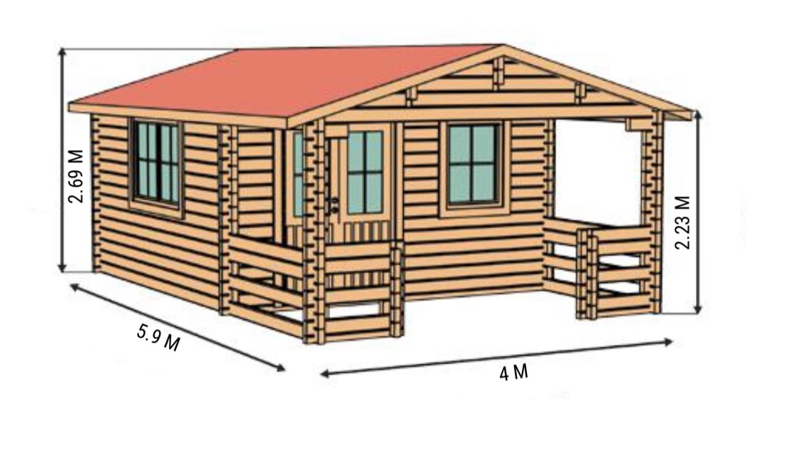 Log Cabin MANCHESTER 4x5.85m 44mm - Brit Log Cabins